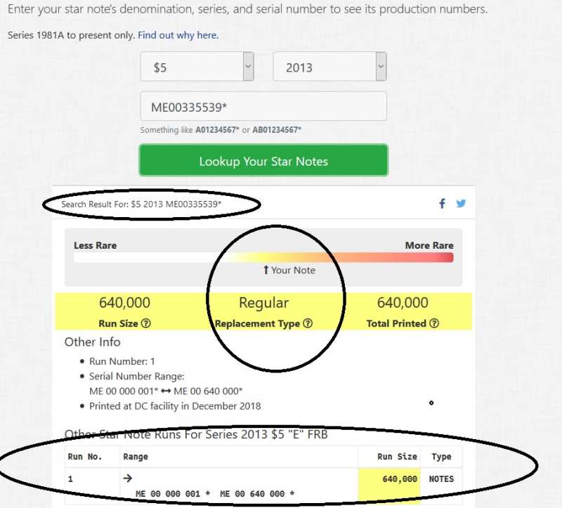 Five Dollar Star Note Digit Repeater Fancy Serial Number